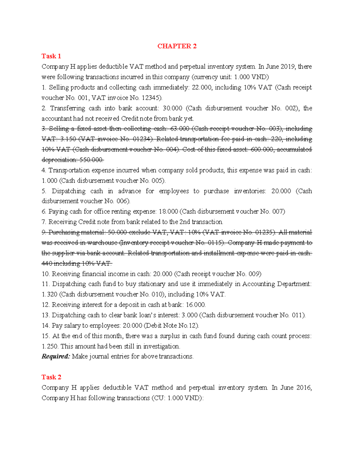 Chapter 2 - Exercises - No Key - CHAPTER 2 Task 1 Company H applies ...