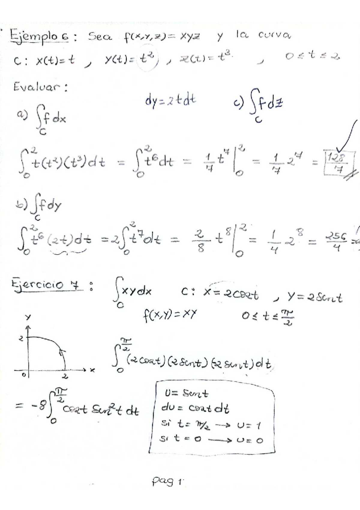 Ejercicios de Integrales de Línea - Ejemplo 6 y 7 - Studocu