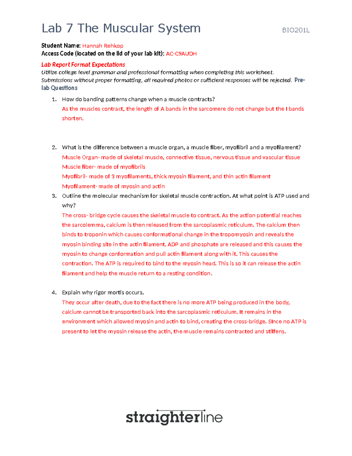 BIO201L Lab 7: Exploring the Muscular System and Muscle Function - Studocu