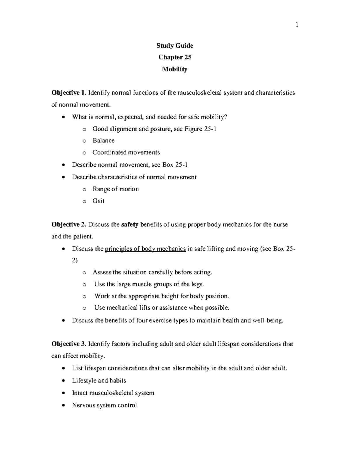 Chapter 25 Mobility Study Guide: Safe Movement & Body Mechanics - Studocu