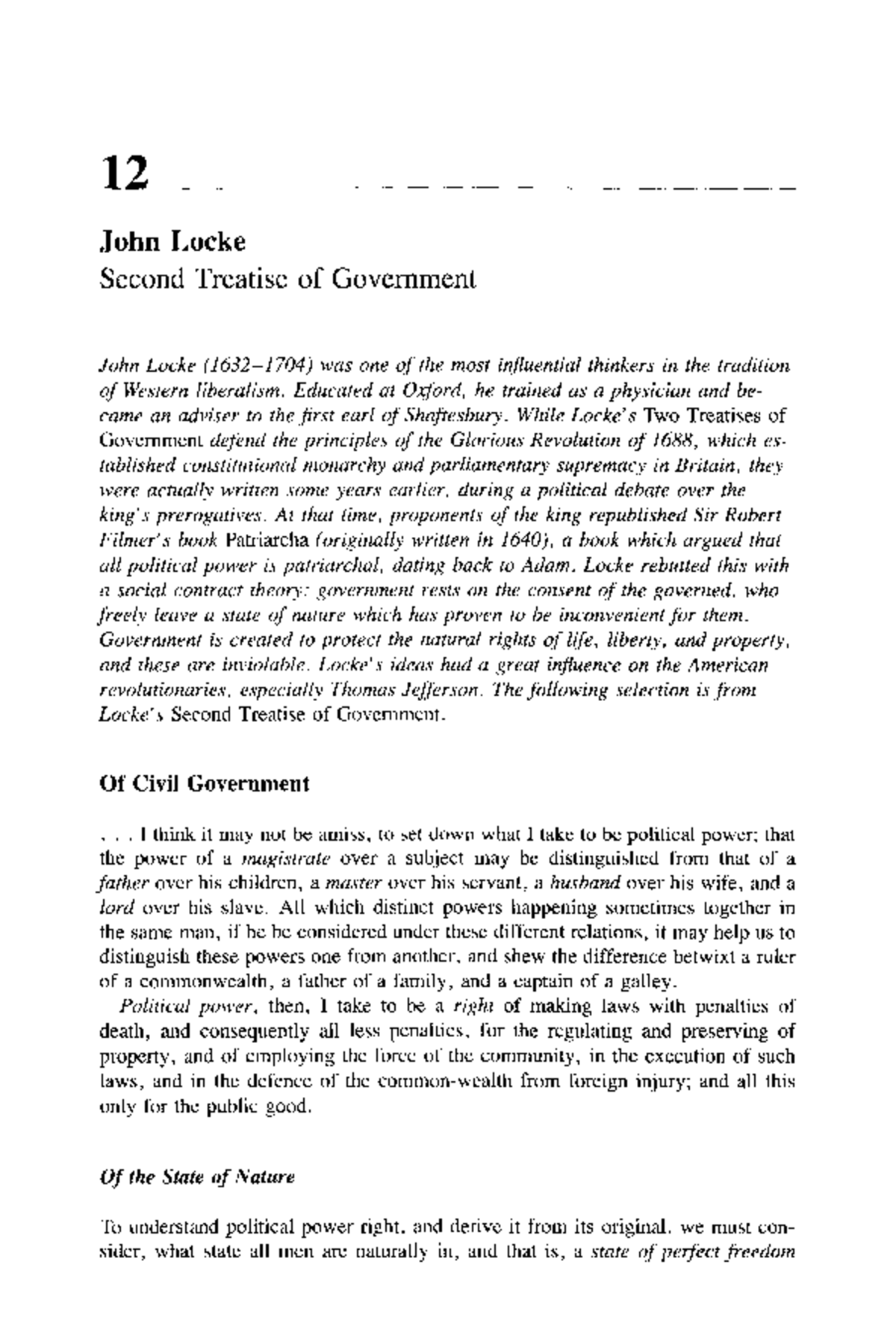 Second Treatise of Government (PHIL 101): Analyzing Locke's Political ...