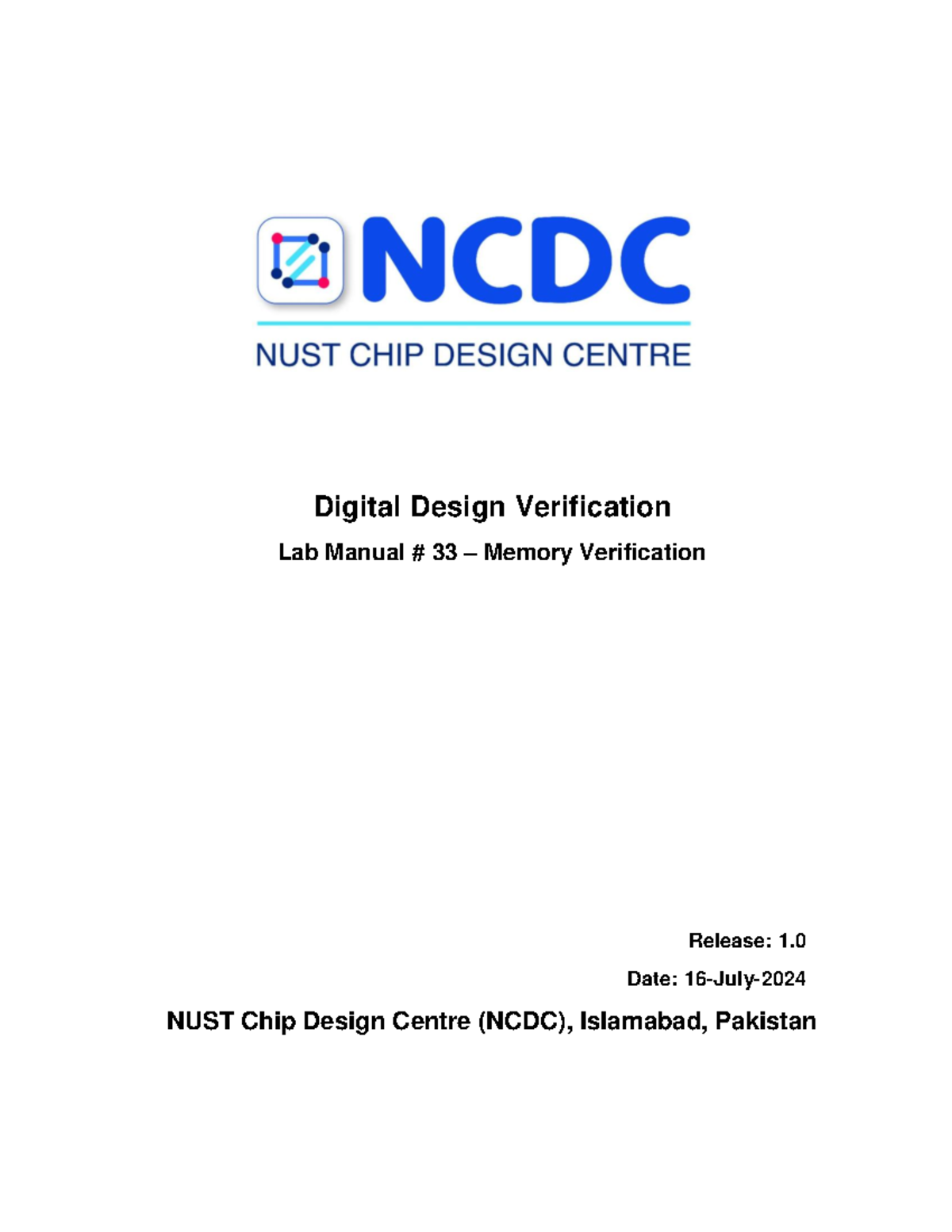NCDC DV Lab 33: Memory Verification Manual and Guidelines - Studocu