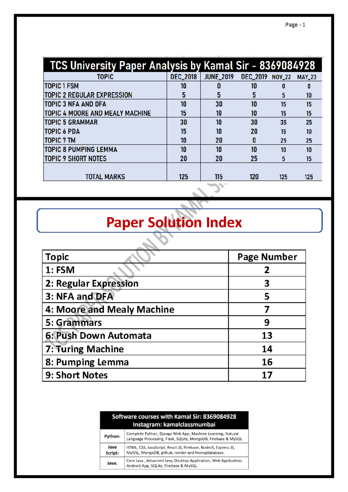 TCS 2023 Final Exam Paper Solutions: FSM, DFA, and More - Studocu