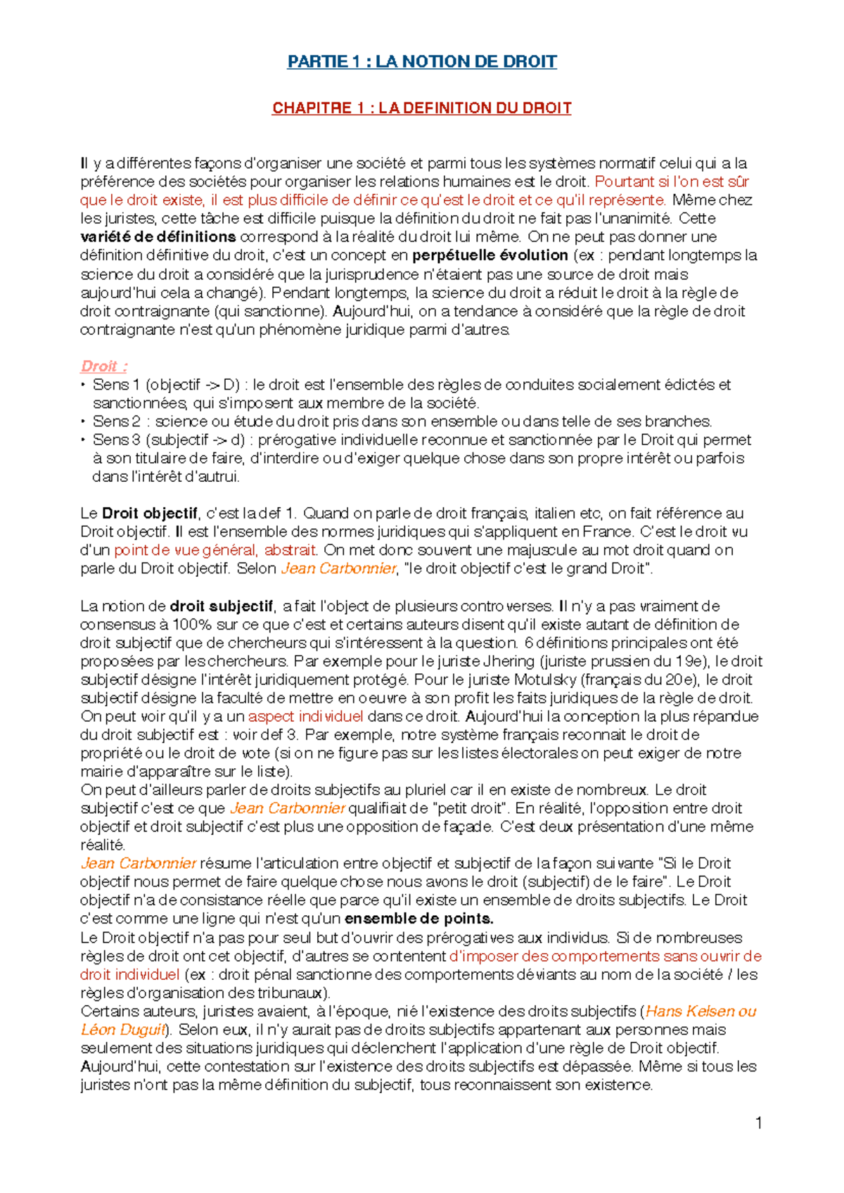 PARTIE 1 : LA NOTION DE DROIT - CHAPITRE 1 : DÉFINITION ET ÉVOLUTION ...