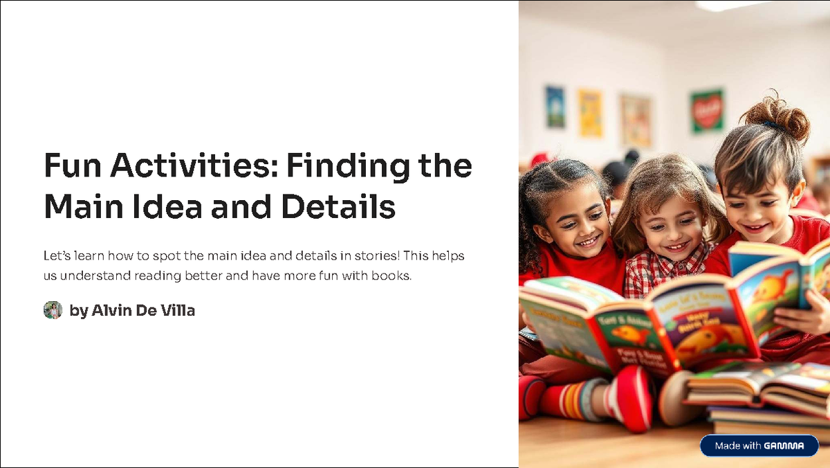Fun Activities: Spotting Main Ideas & Details in Stories - Studocu