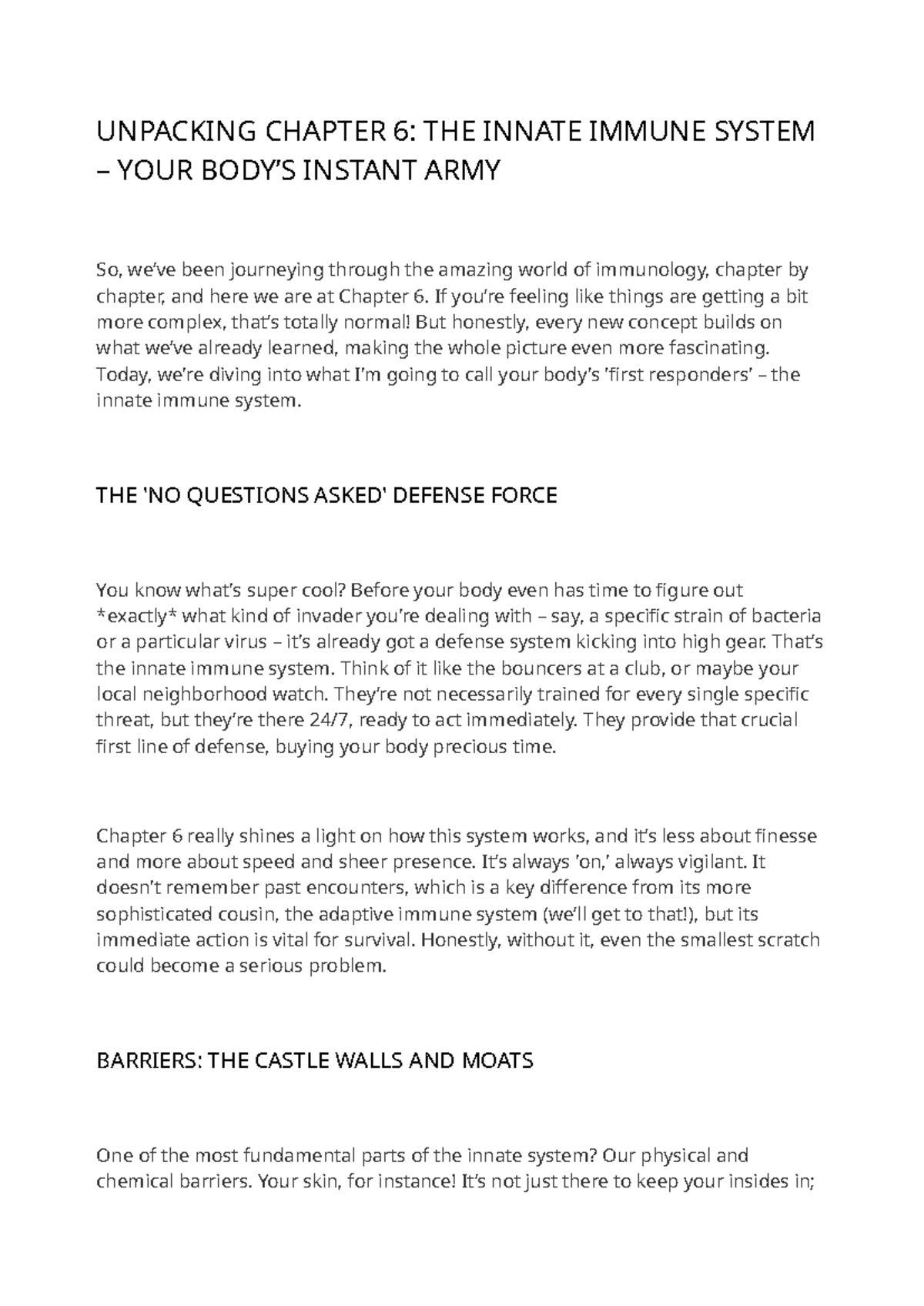 Immunology 101: Chapter 6 Review - The Innate Immune System - Studocu