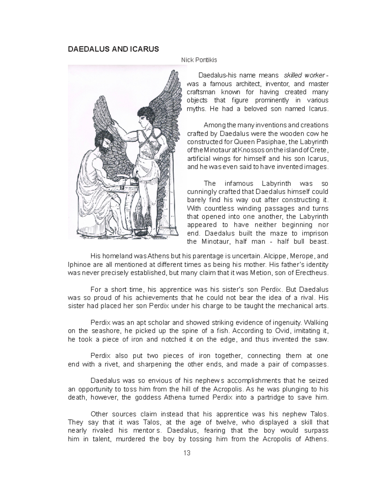 DAEDALUS AND ICARUS: A Mythical Tale of Innovation and Tragedy - Studocu