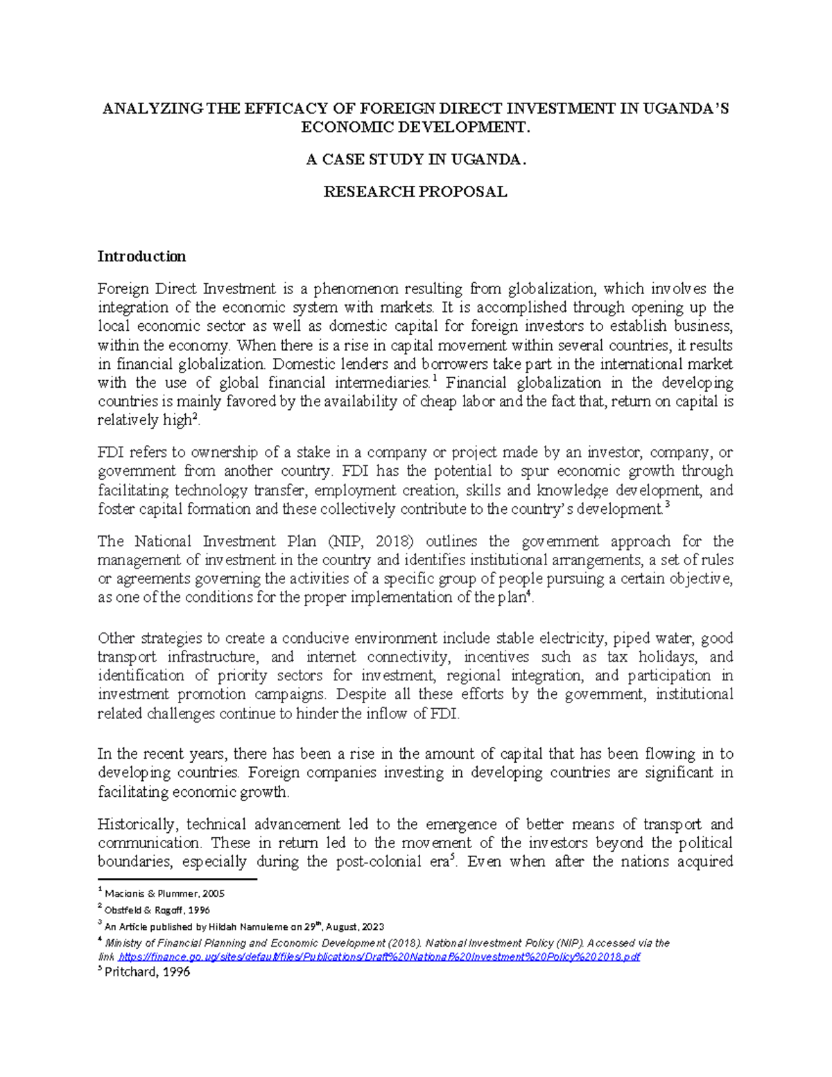 Foreign Direct Investment (FDI) in Uganda: An Economic Development ...