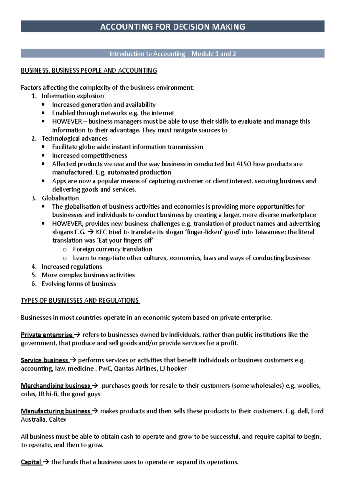 Accounting FOR Decision Making Notes - ACCOUNTING FOR DECISION MAKING ...