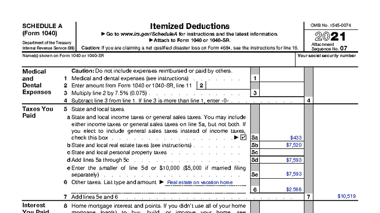 Itemized Deductions - Schedule A (Form 1040) 2021 Guide - Studocu