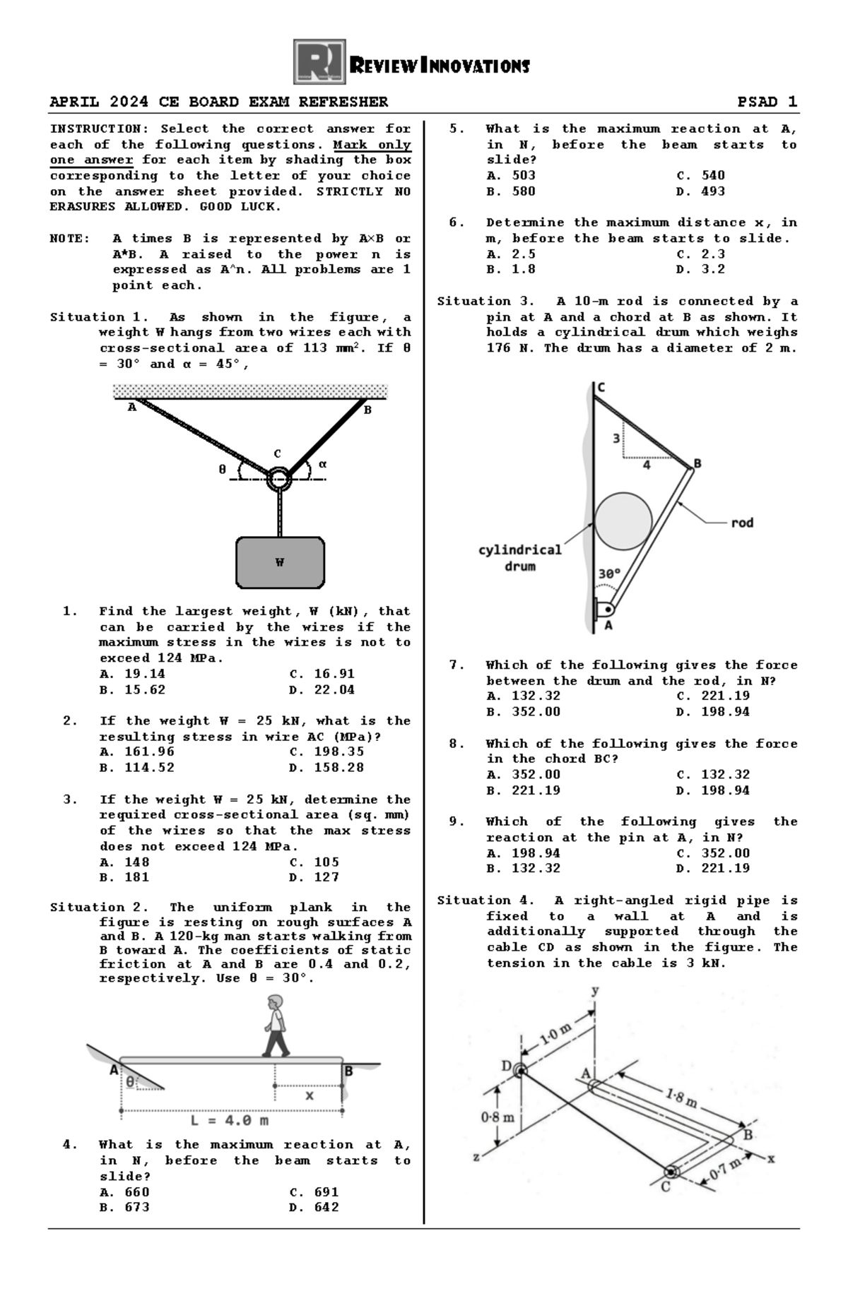 April 2024 PSAD 1 - CE Board Exam Study Guide and Review Notes - Studocu