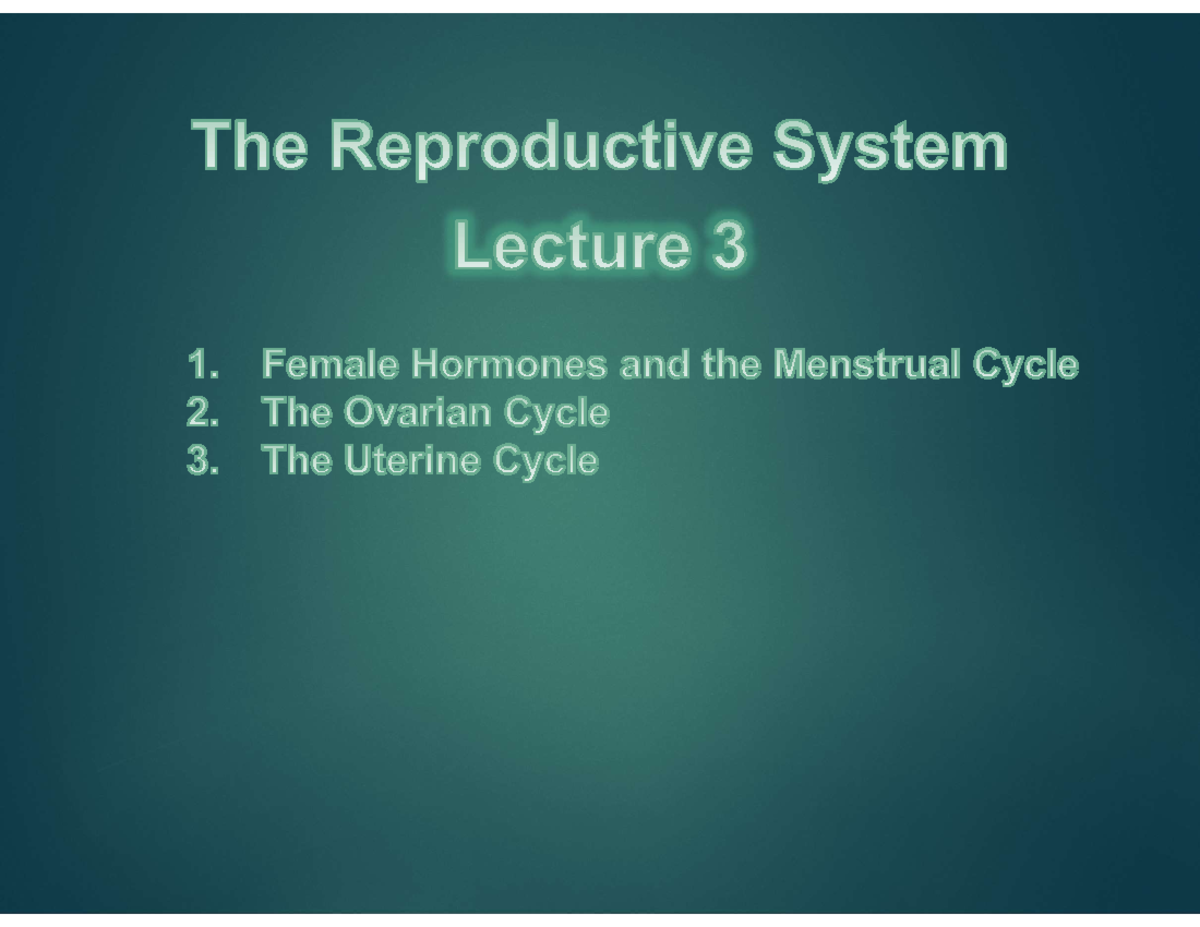 Lecture Notes on Female Hormones & Menstrual Cycle (BIO 101) - Studocu