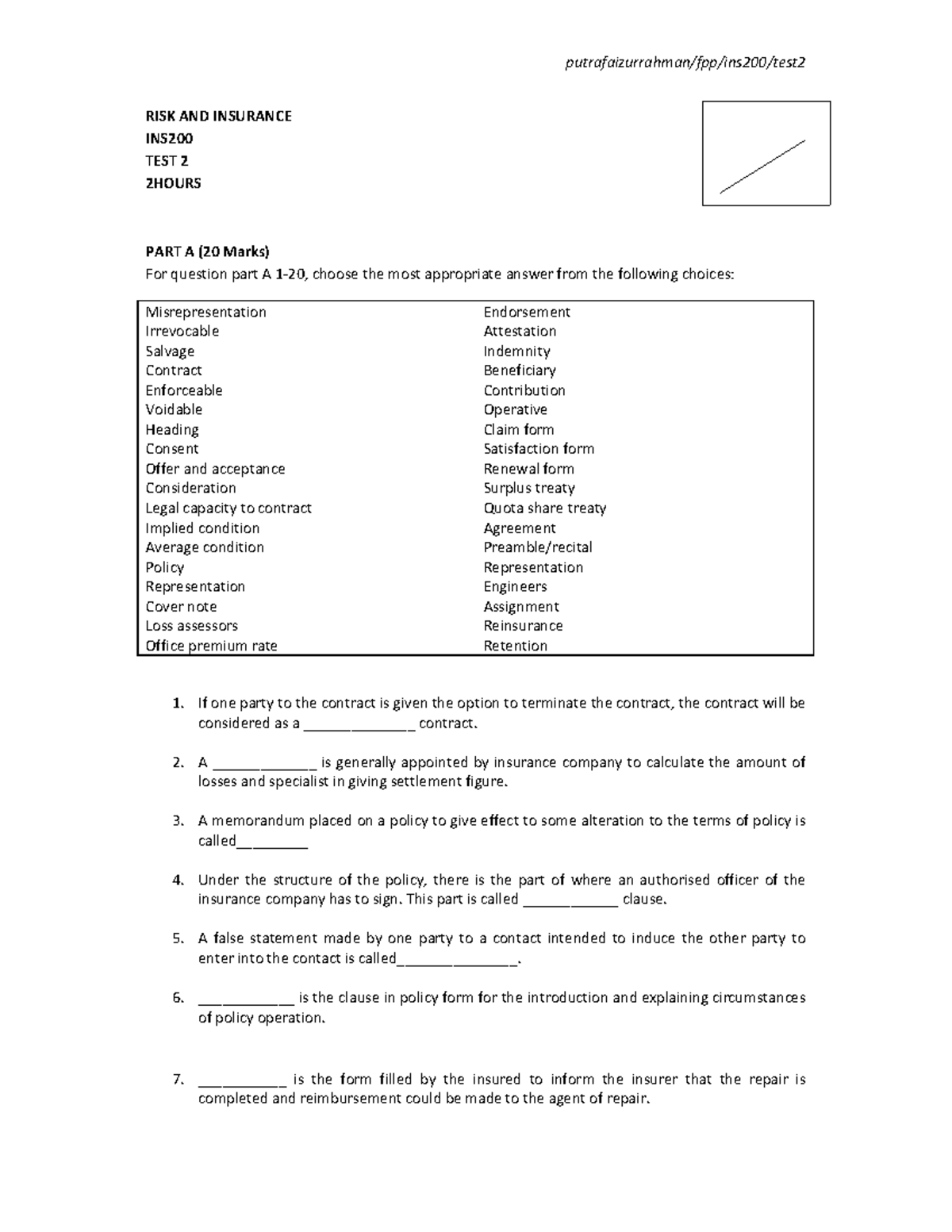 INS200 Test 02 - Midterm Exam Notes on Risk and Insurance Concepts ...