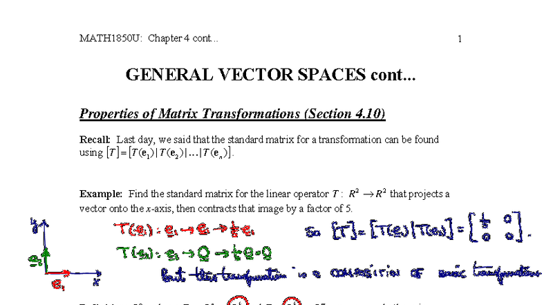MATH1850U: Chapter 4 - Properties of Matrix Transformations - Studocu
