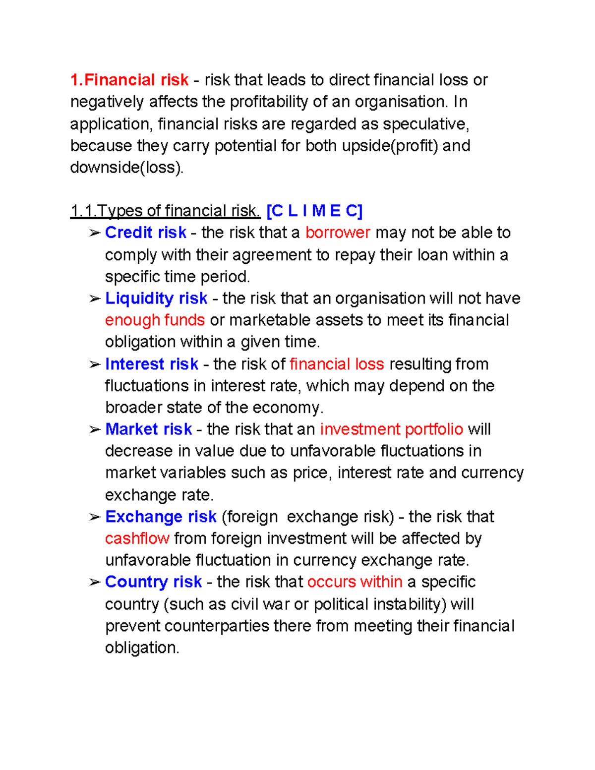 Risk Management Test 1 Prep: Understanding Financial and Operational ...
