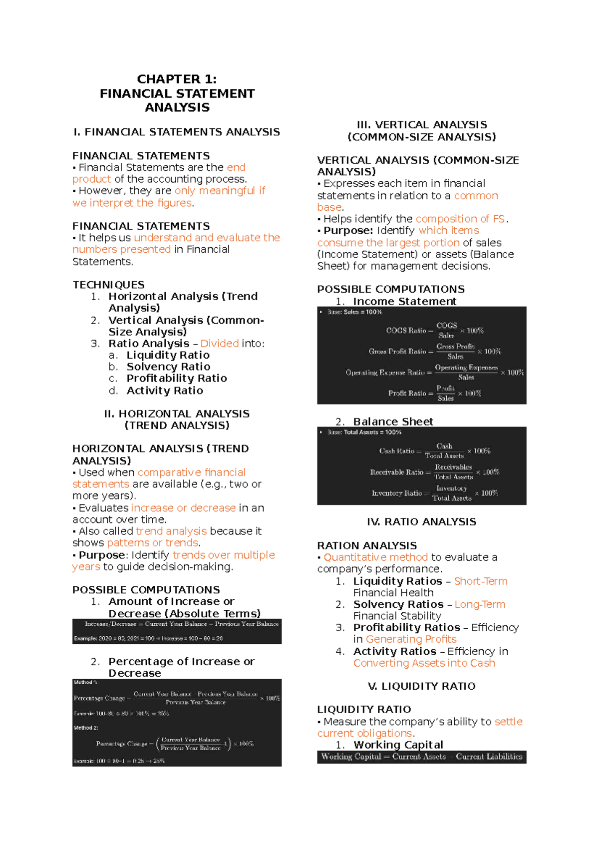 CHAPTER 1: FIN 101 - FINANCIAL STATEMENT ANALYSIS OVERVIEW - Studocu