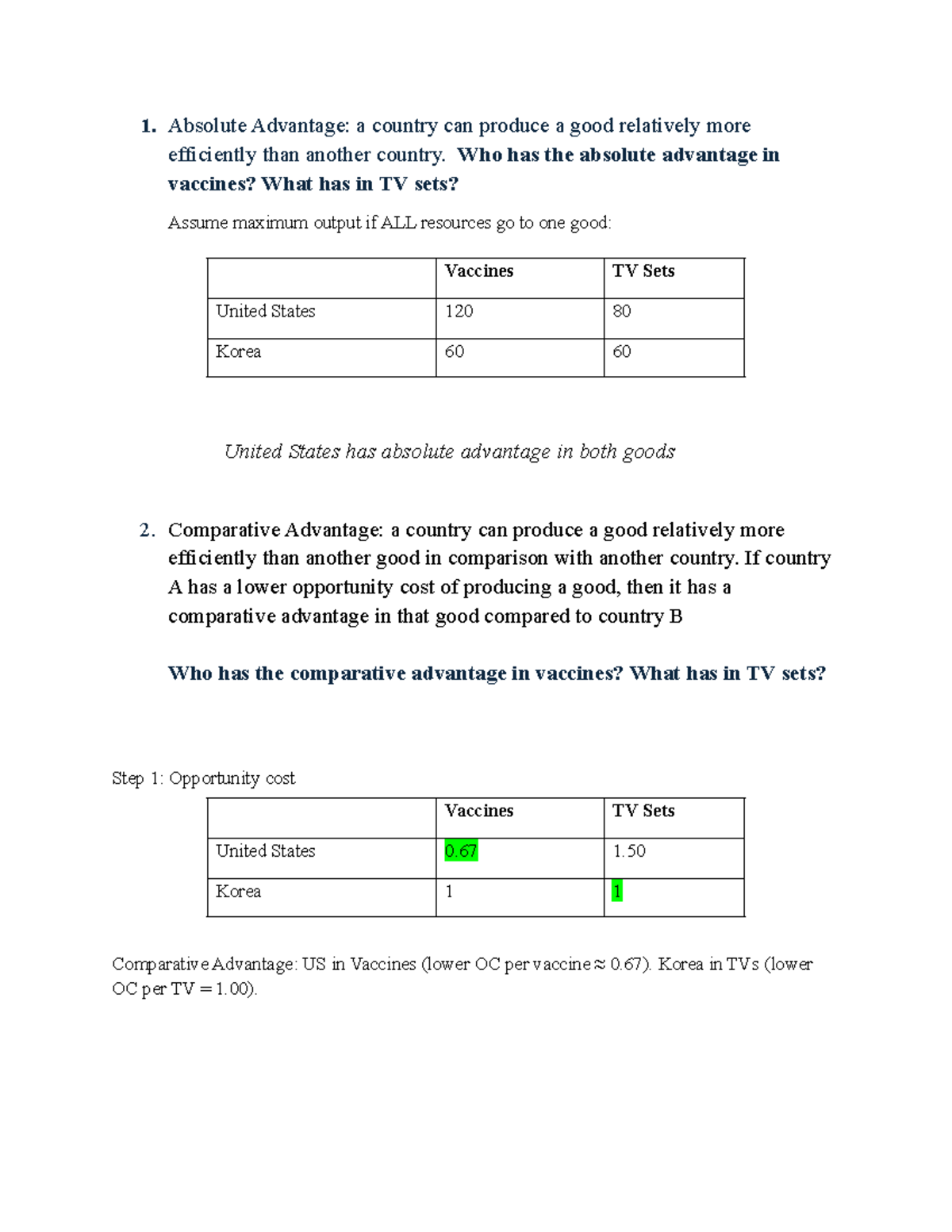 Comparative & Absolute Advantage in Int'l Trade Analysis (ECO 101 ...