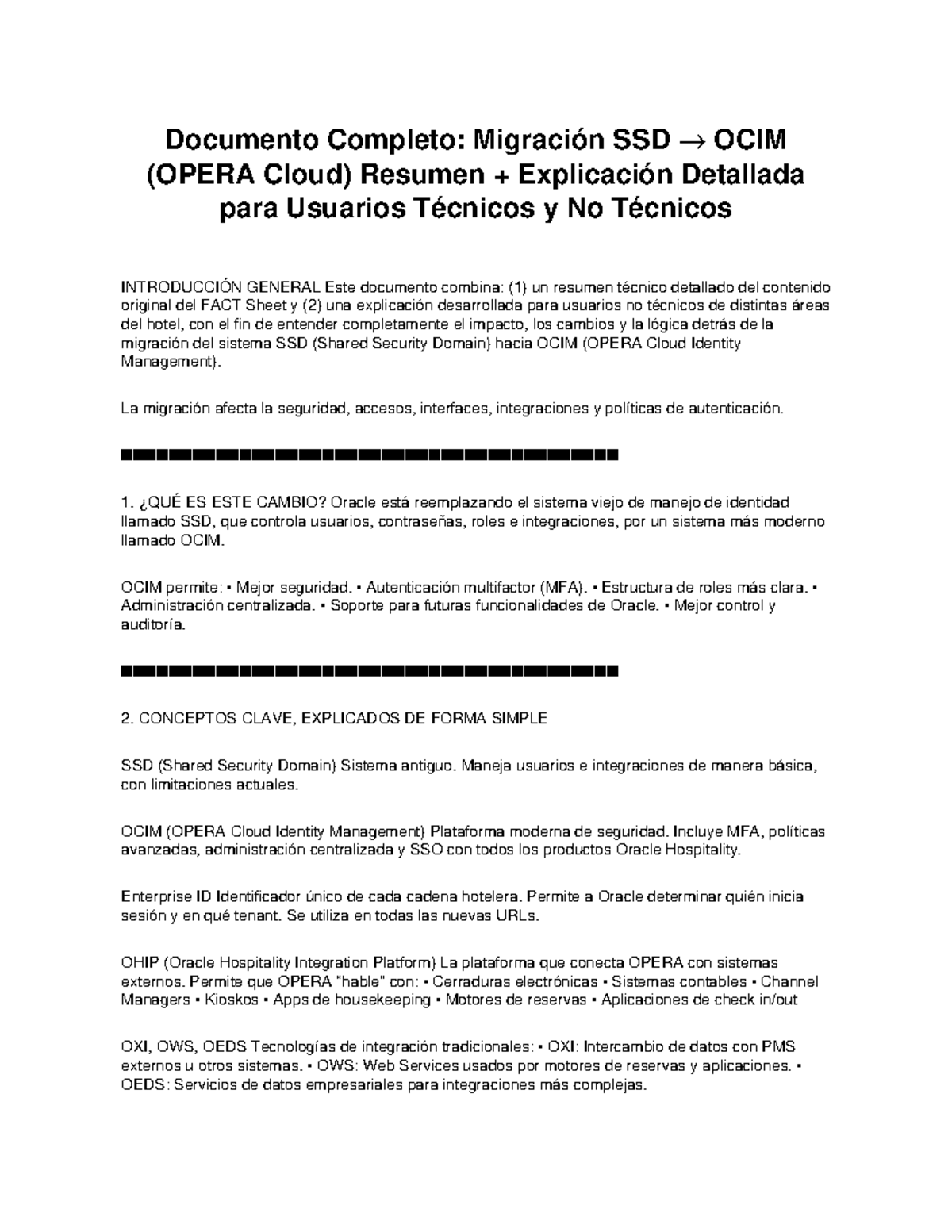 Migración SSD a OCIM (OPERA Cloud): Guía Detallada para Usuarios - Studocu