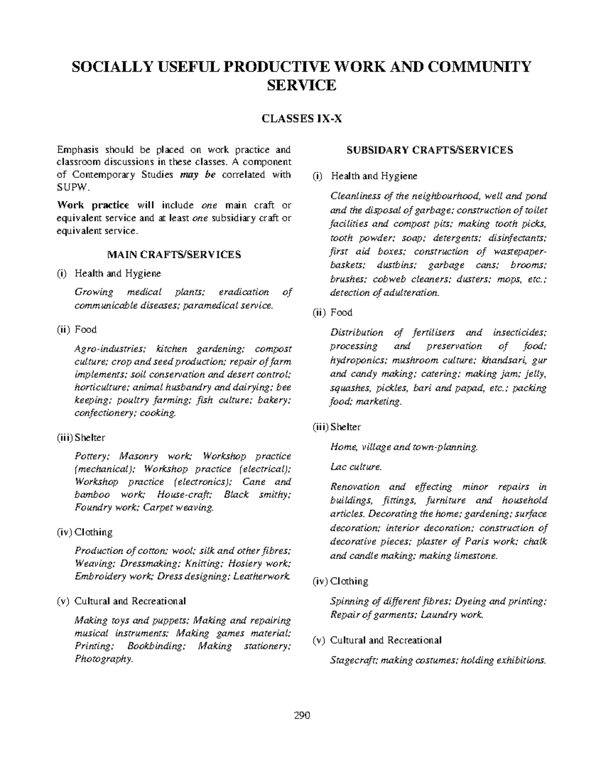 SOCIALLY USEFUL PRODUCTIVE WORK (SUPW) FOR CLASS IX-X: A GUIDE - Studocu