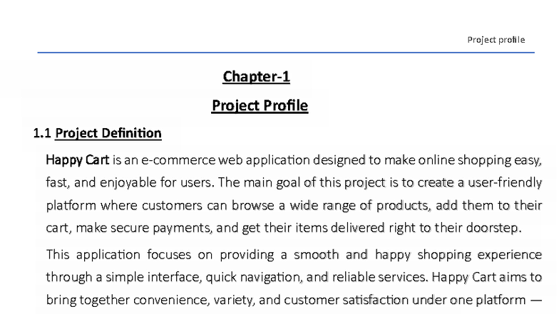 Project Profile 620262: Happy Cart Web App Overview and Features - Studocu