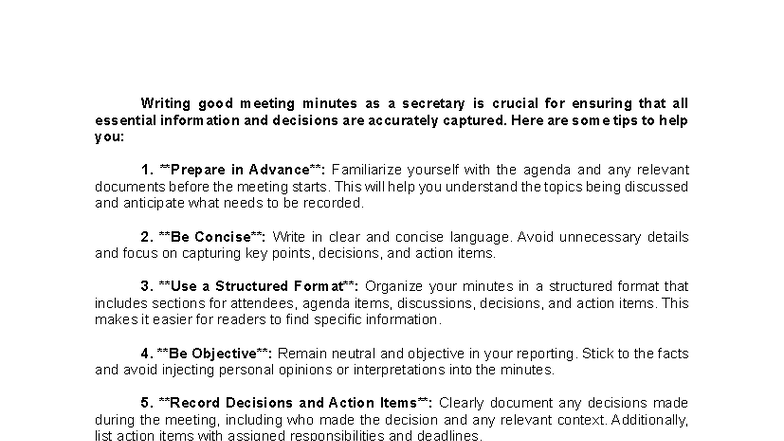 Effective Techniques for Writing Meeting Minutes - Studocu