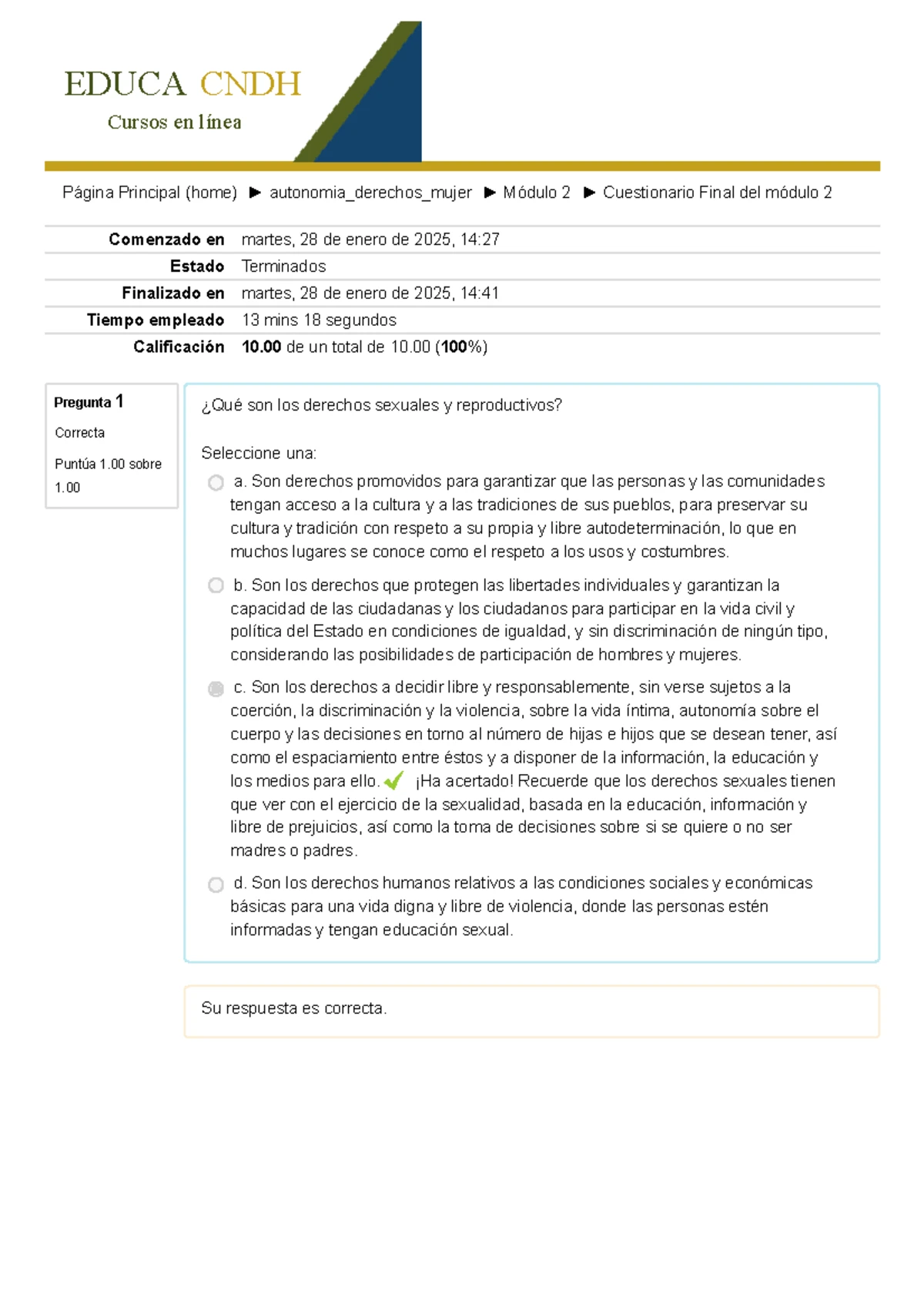 Examen Módulo 1 - Preguntas y Respuestas para Repaso de Derechos Humanos - Studocu