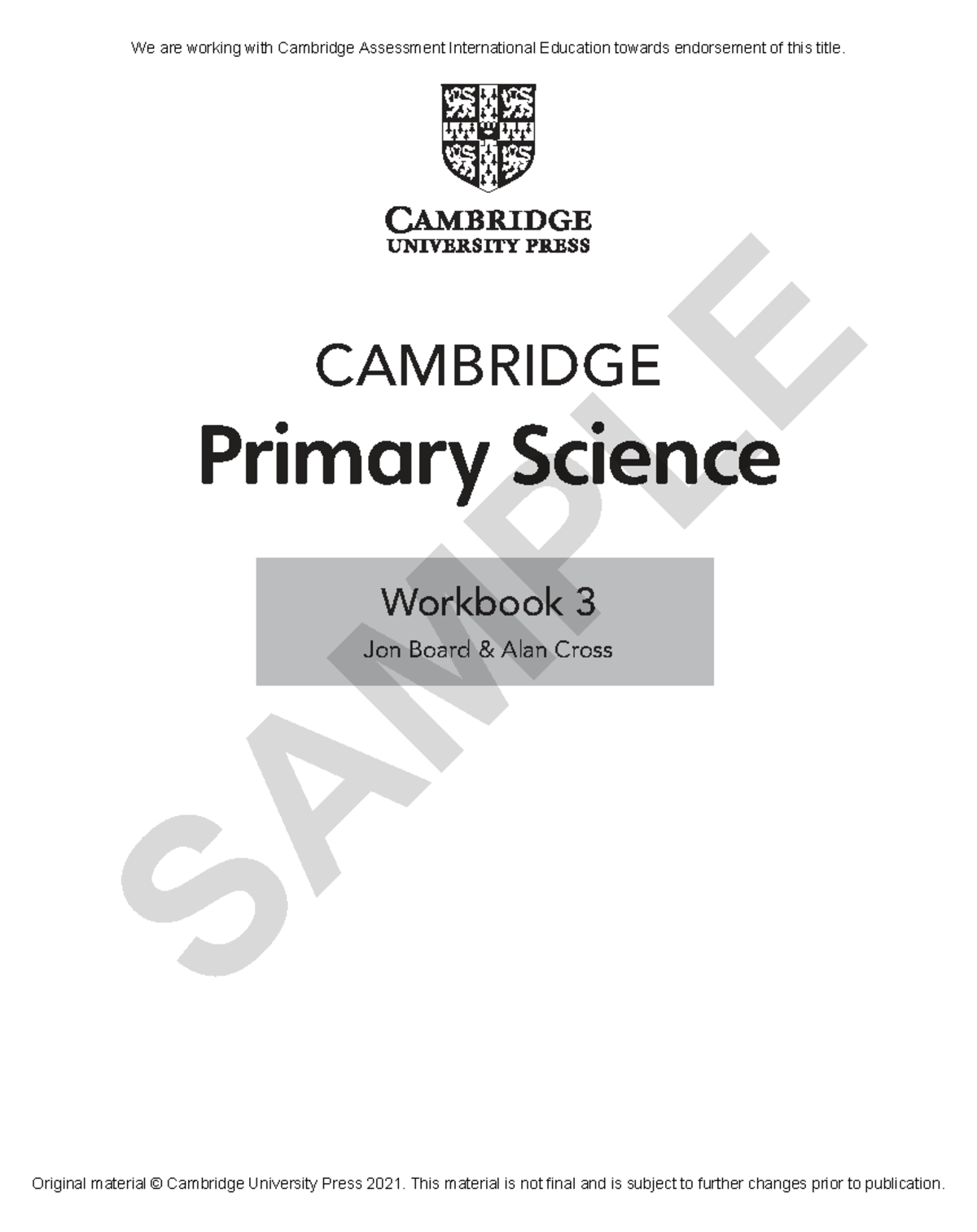 Cambridge Primary Science Workbook 3 (PL E) - Sample Material - Studocu