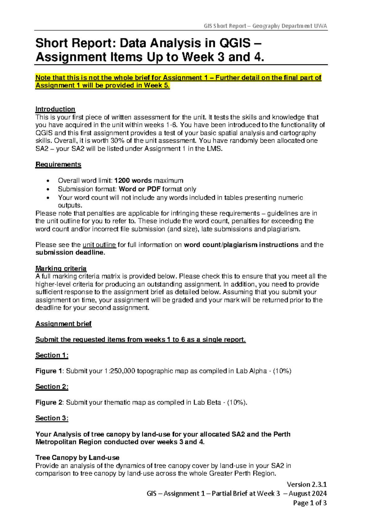 Assignment 1 - Weeks 1 to 3 2024 S2 v2 - GIS Short Report – Geography ...