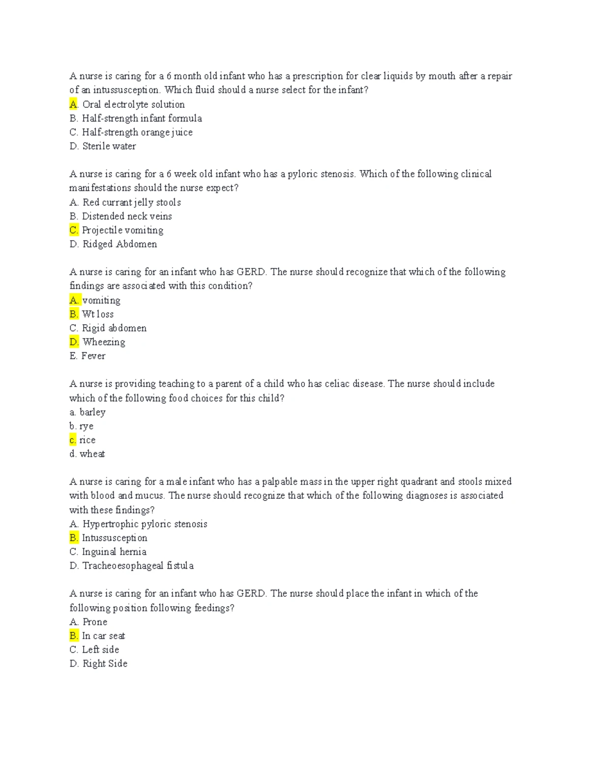 PEDS 101 - Practice Questions for Pediatric Exam #1 - Studocu