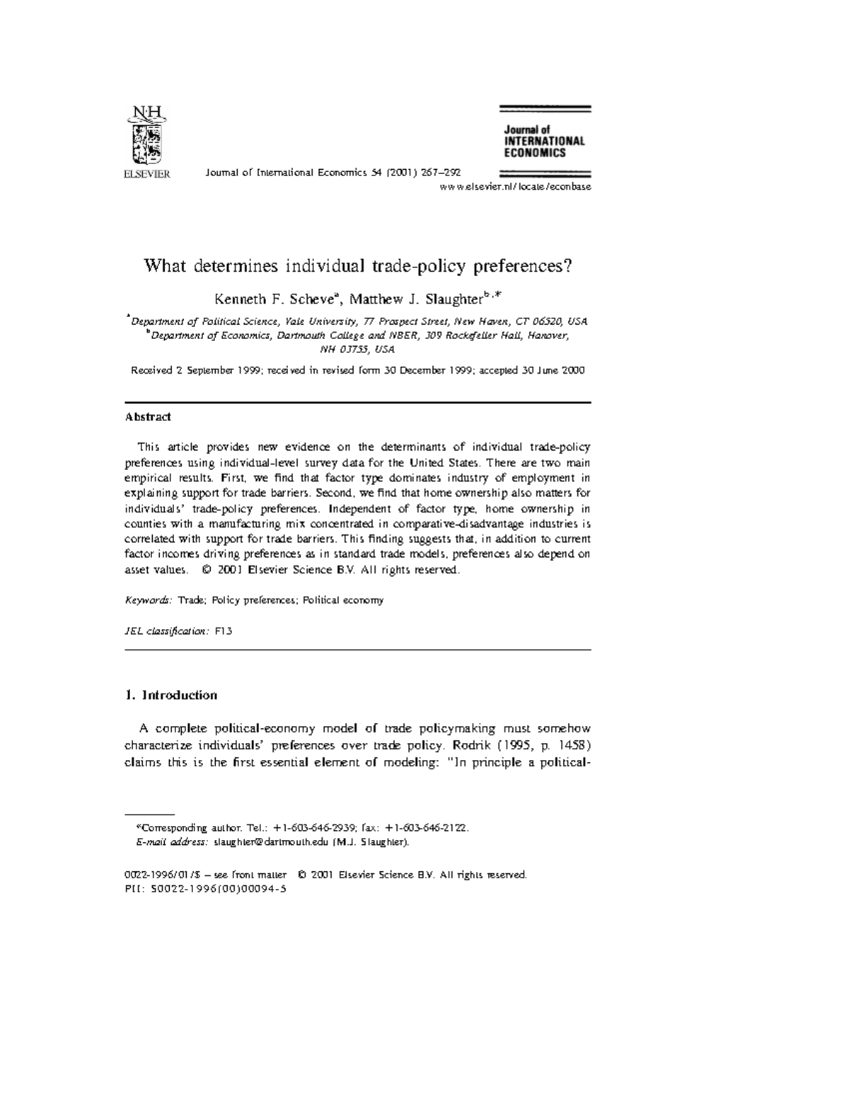 What Determines Individual Trade-Policy Preferences? Insights from NES ...