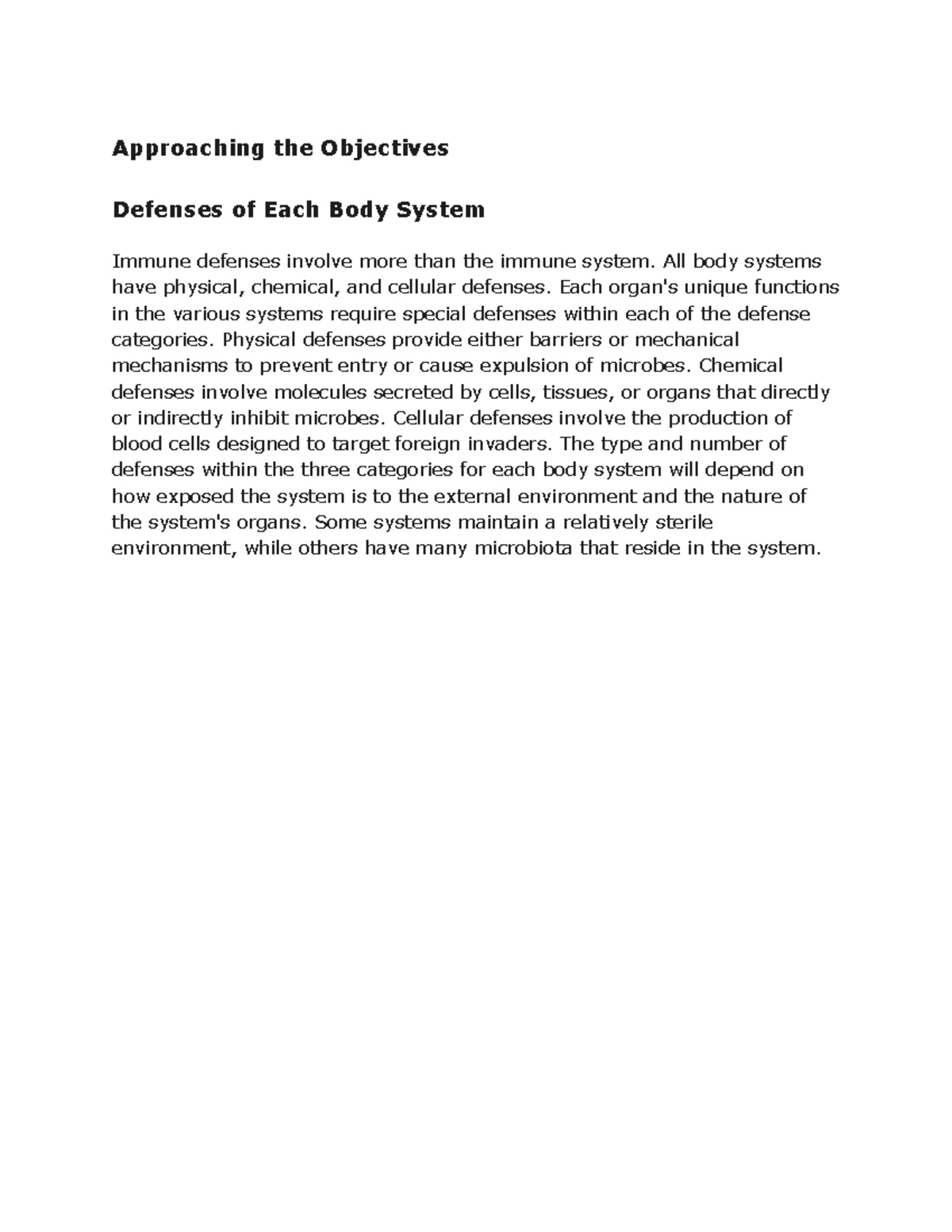 Defensive Mechanisms of Body Systems: Immune Responses Overview (BIO205 ...