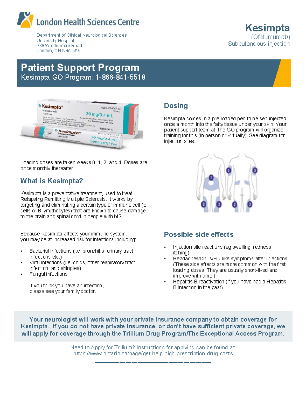 Kesimpta Patient Handout: Subcutaneous Injection & Support Program ...