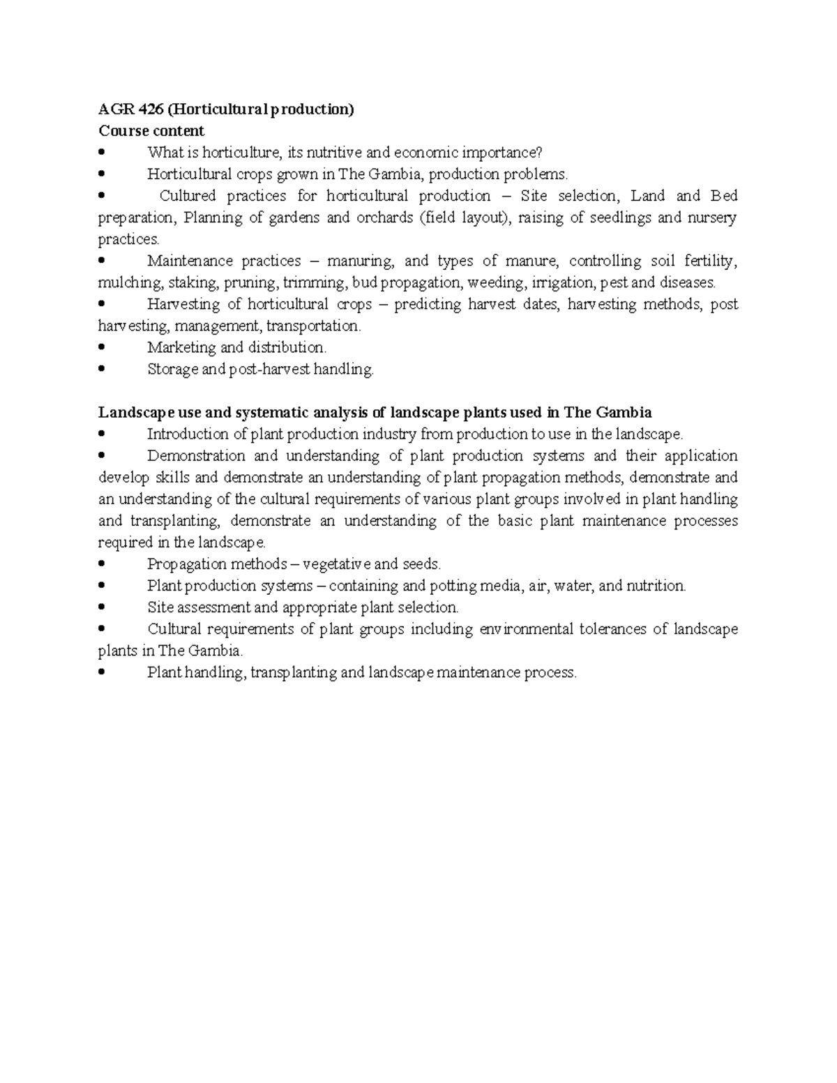 1. Introduction to Horticulture - AGR 426 (Horticultural production ...