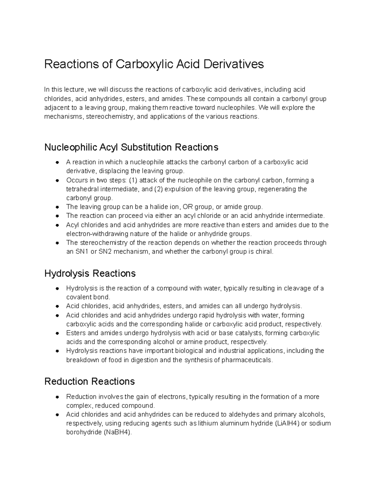 Organic Chemistry II (CHM-2020 ) Lecture 16 - Reactions of Carboxylic ...