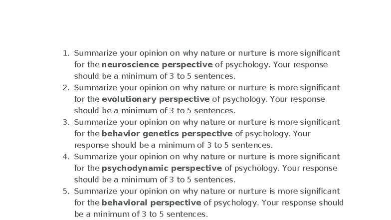 PSY 101: Nature vs. Nurture Perspectives in Psychology - 2-2 Project ...