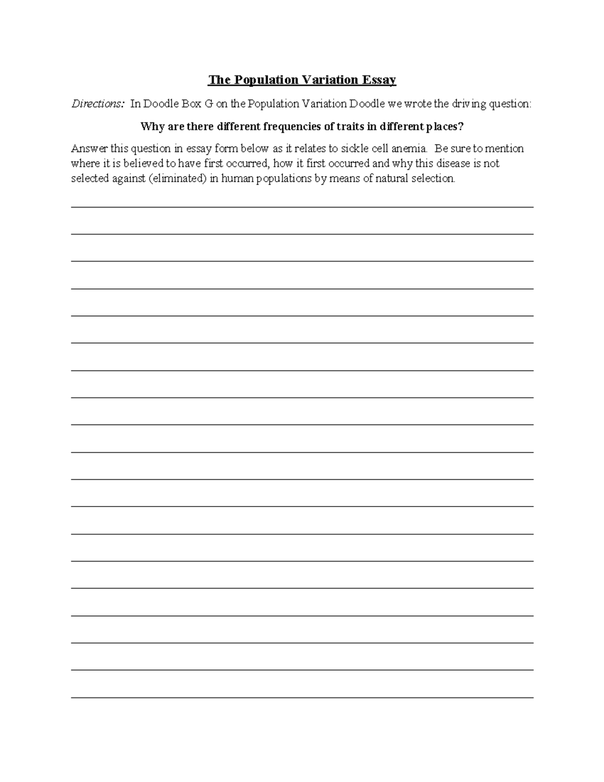 The Population Variation Essay - The Population Variation Essay ...