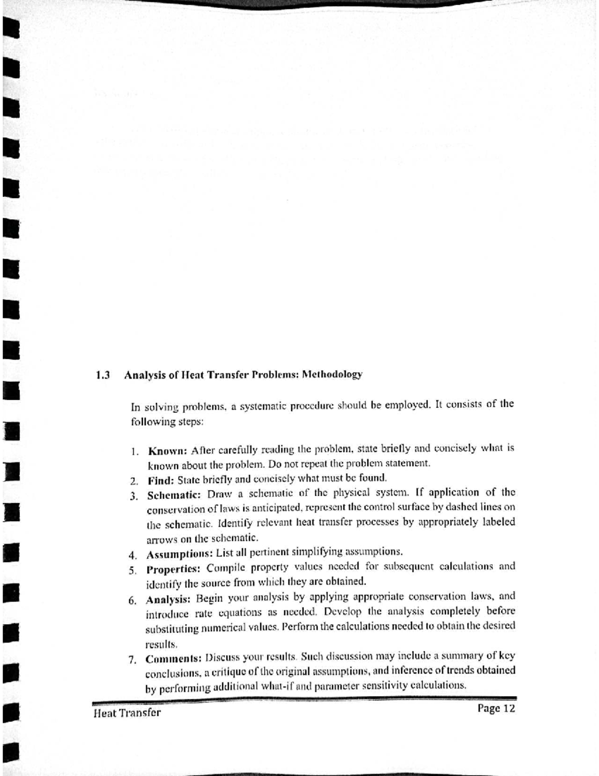 Heat Transfer Methodology: Systematic Problem Analysis (Course Code: 1. ...