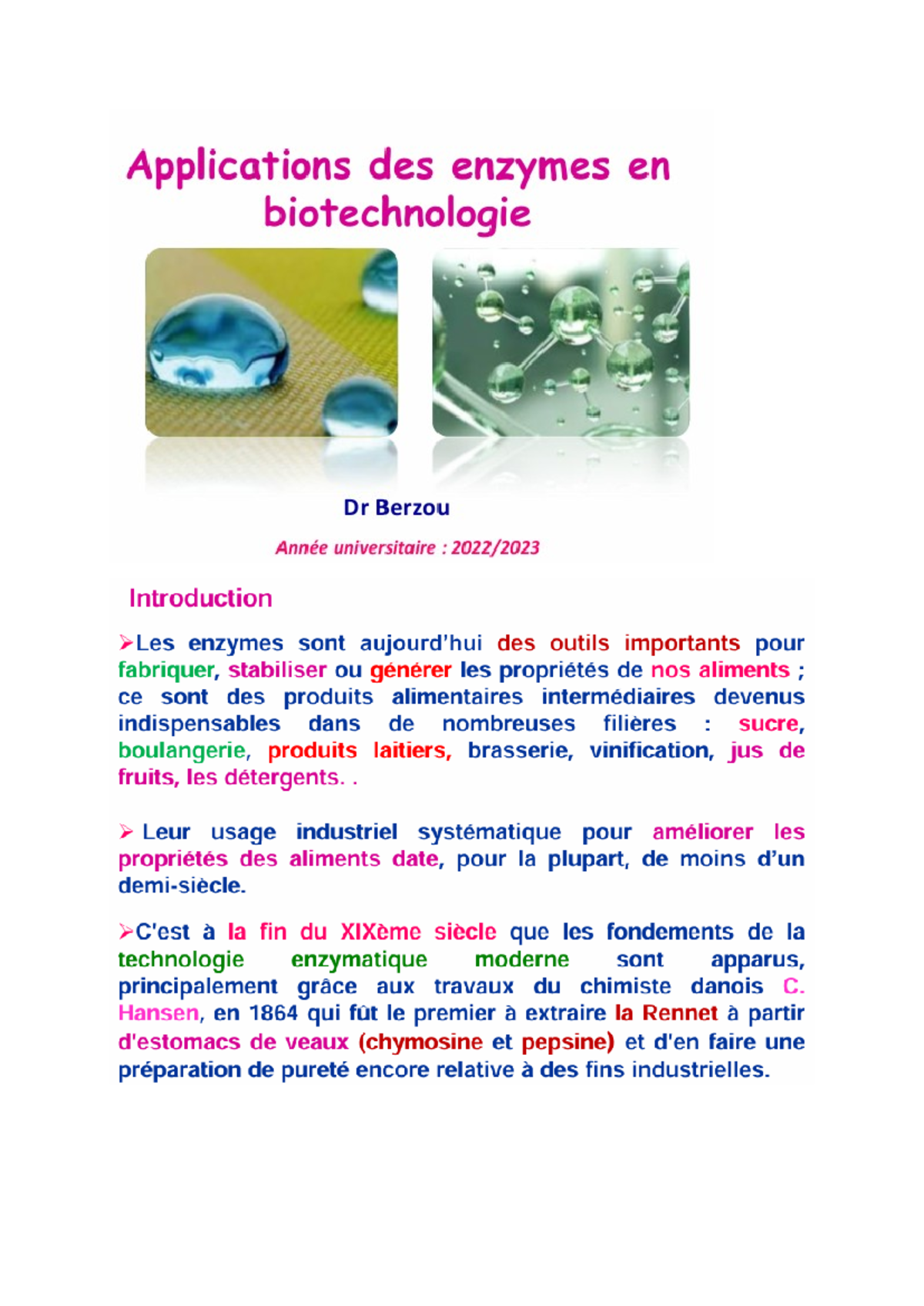 Applications des Enzymes en Biotechnologie: Enjeux et Perspectives ...