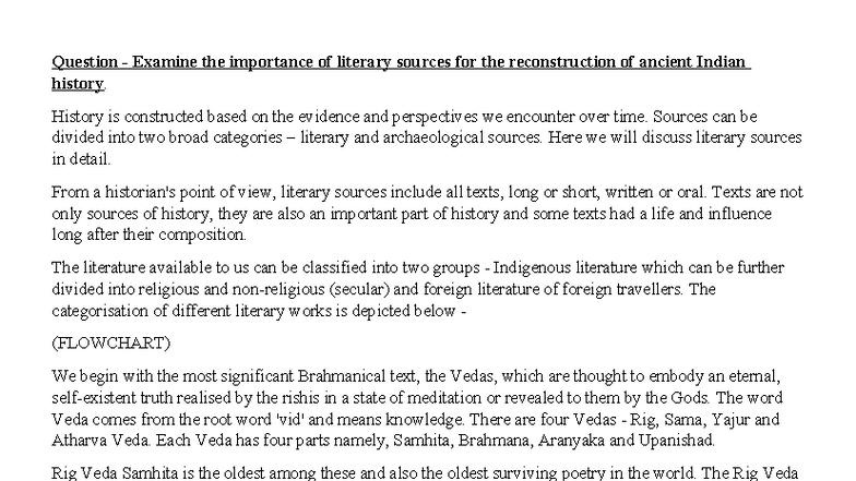 The Importance of Literary Sources in Ancient Indian History (HIST 101 ...