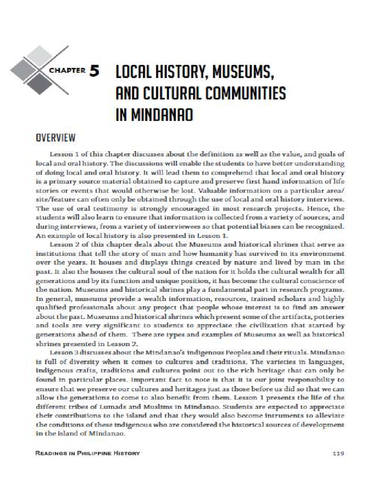 Chapter 5 Local History Museums and Cultural Communities in Mindanao - CHAPTER 5 LOCAL HISTORY ...