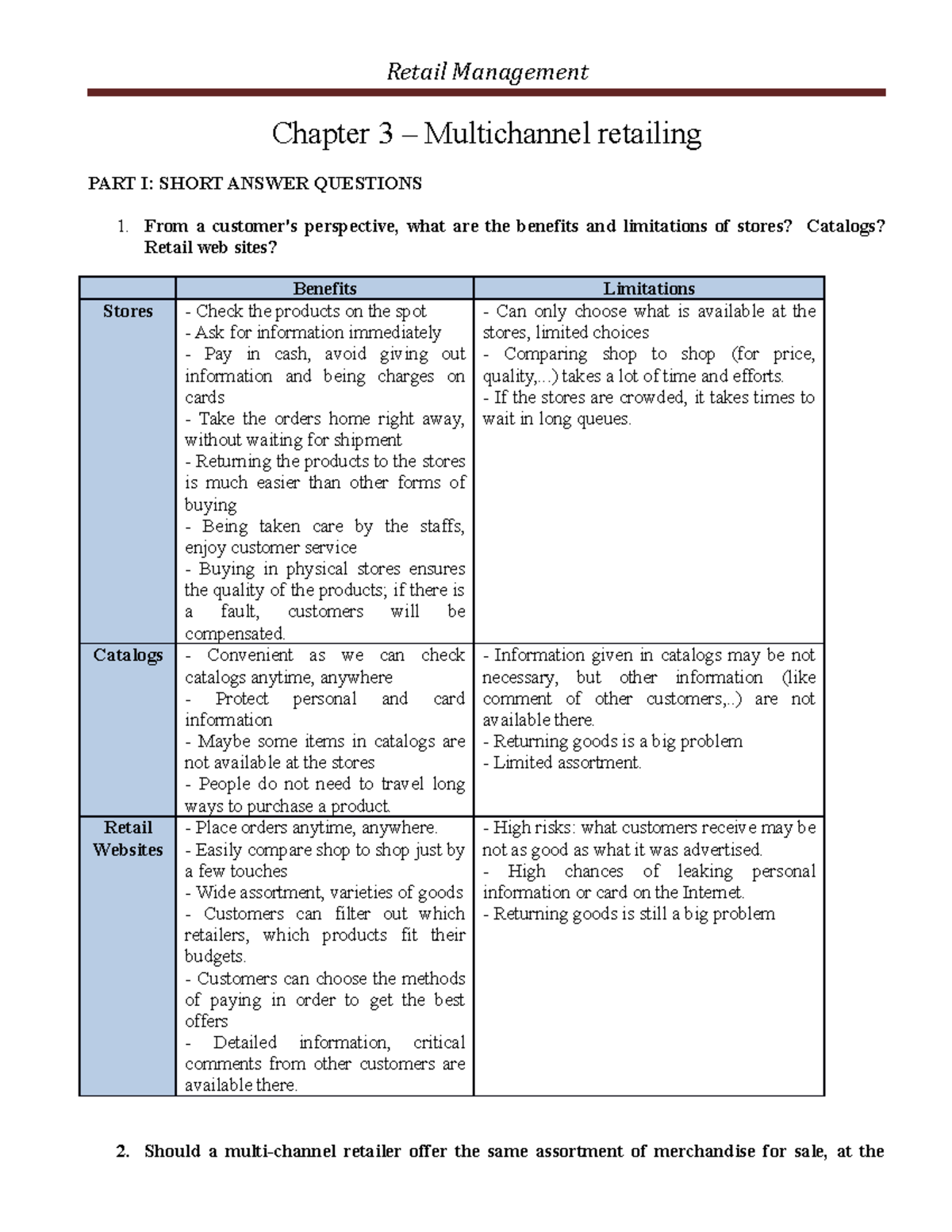 Chapter 3 - Multichannel retailing - Retail Management Chapter 3 ...