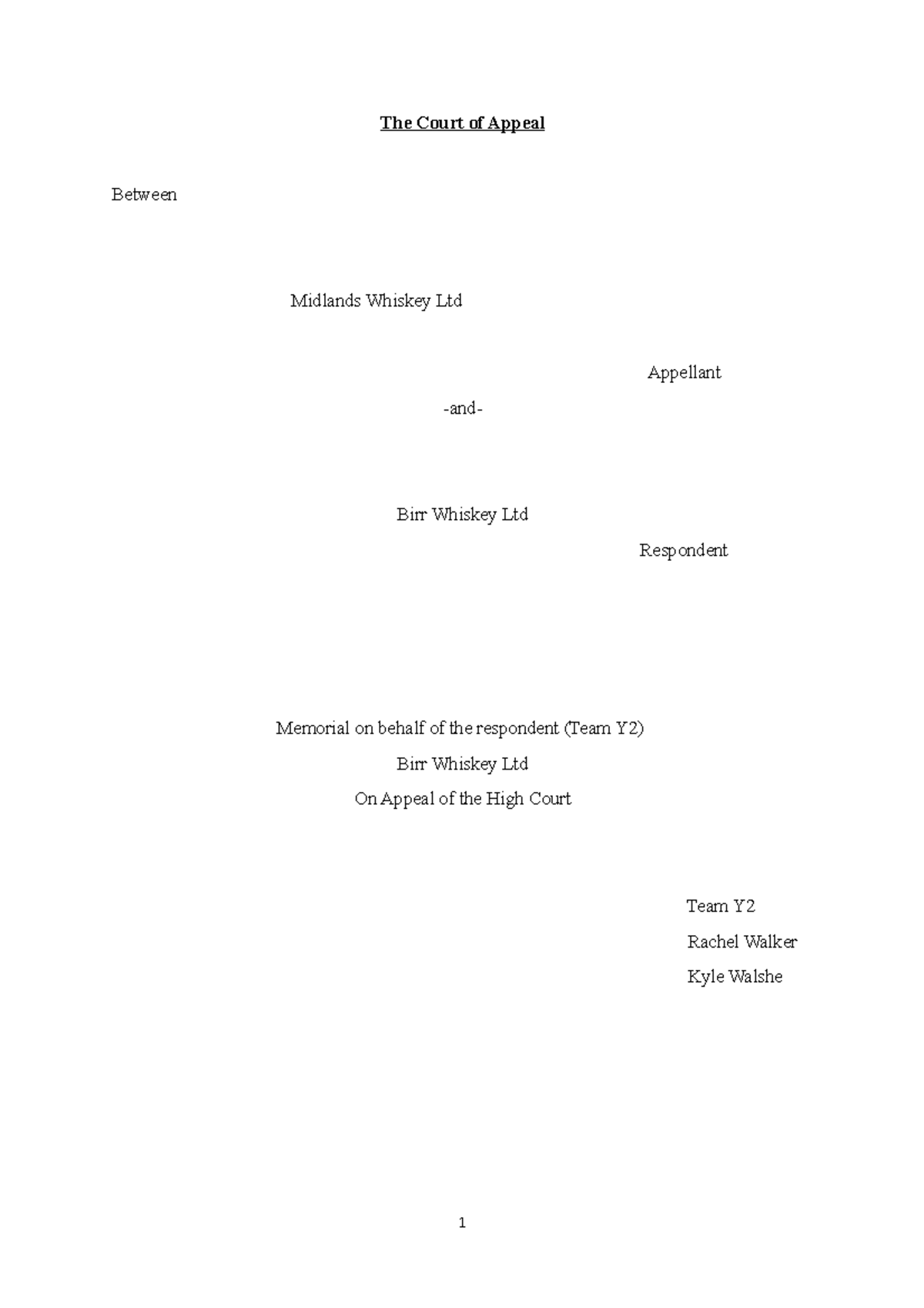 Written Submission (moot ) - The Court of Appeal Between Midlands ...