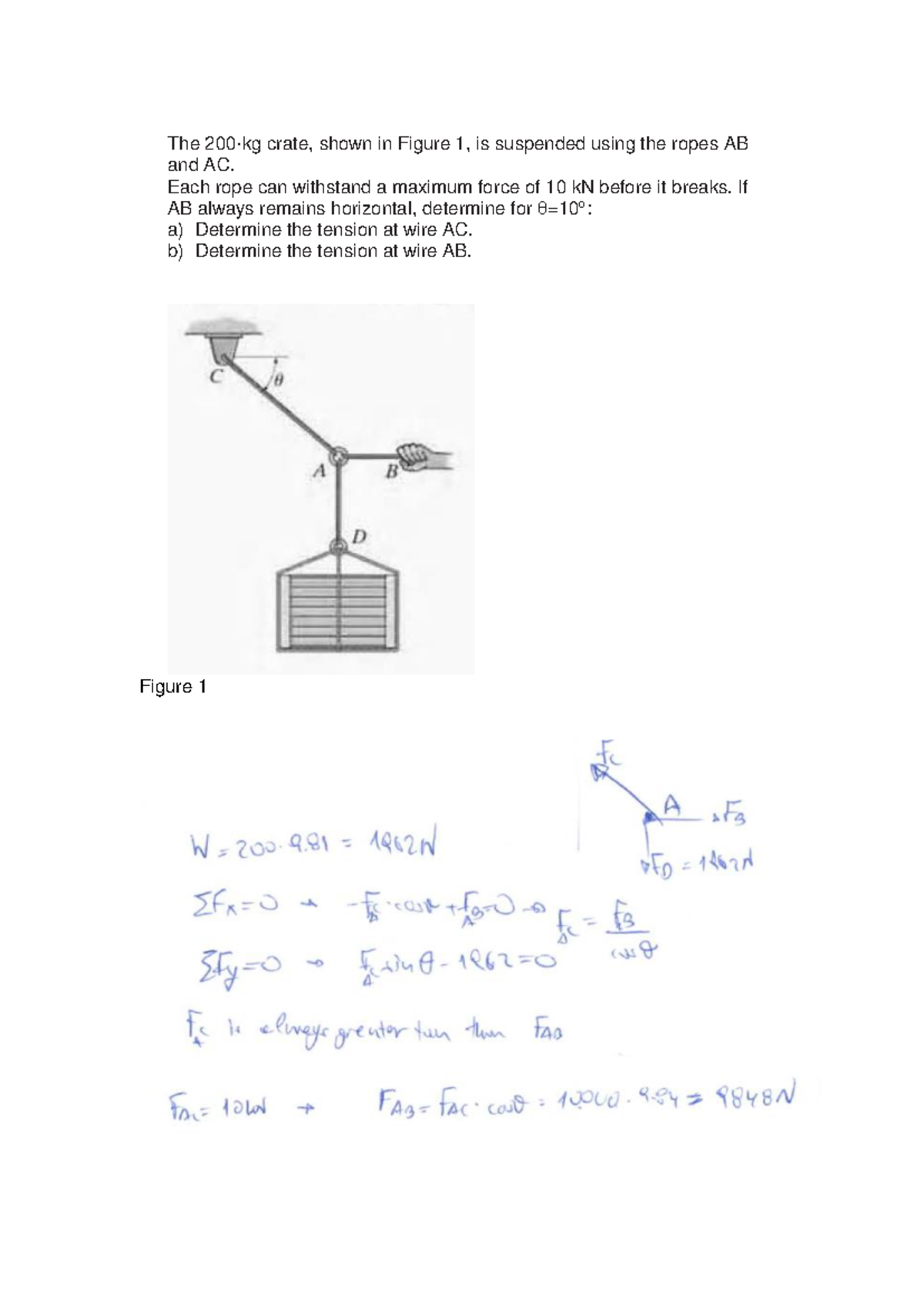 Revision Set & Answers for Physics 101 - Tension Equilibrium Problems ...