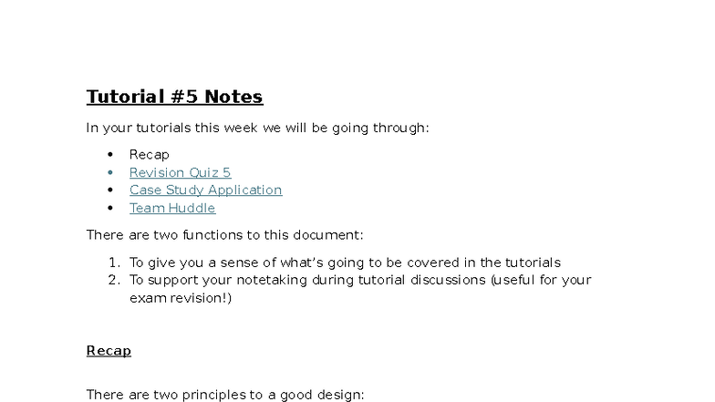 NM1101E Tutorial 5 Notes - Tutorial #5 Notes In your tutorials this ...