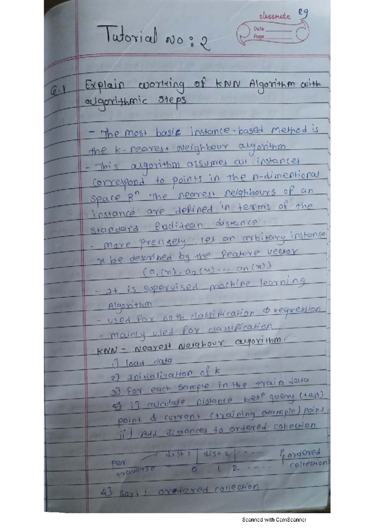 ML Tut No 2: KNN Algorithm & Feature Reduction Techniques - Studocu