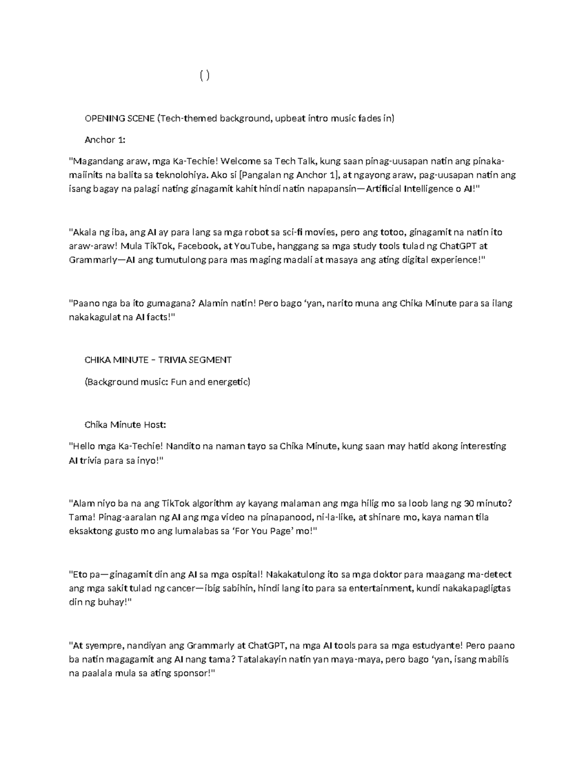 TECH TALK( Tagalog) - roleplay - TTTT TTTT ( )TTTTTTTT 📌 OPENING SCENE ...