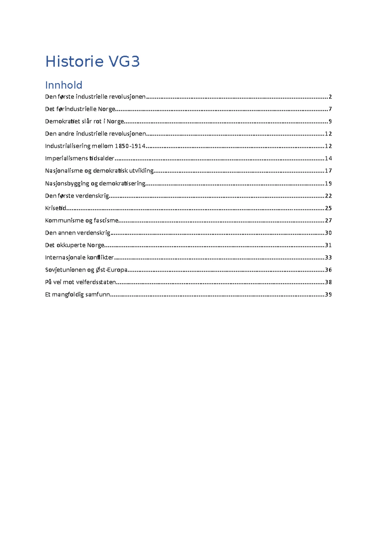 2024 Tidslinje VG3 Historie: Opplysningstiden og Revolusjoner - Studocu