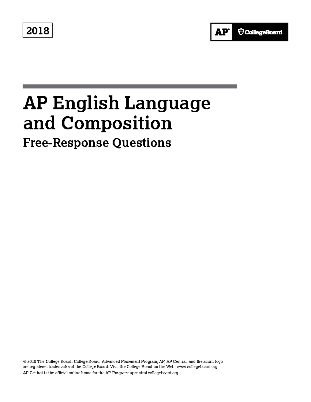 AP English Language and Composition 2018 Free-Response Questions ...