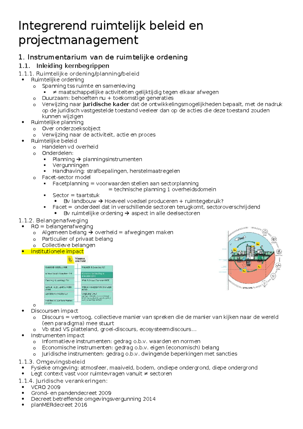 Samenvatting Integrerend Ruimtelijk Beleid en Projectmanagement (RP1 ...