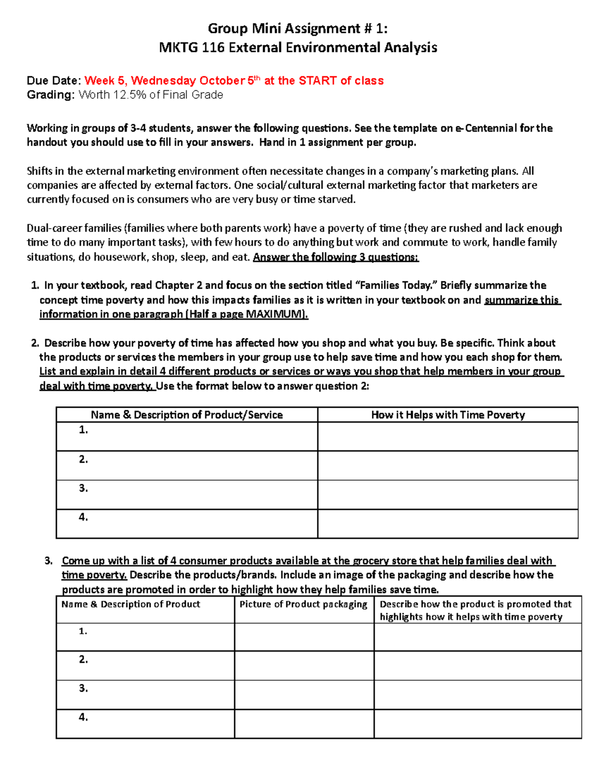 MKTG116 Group Mini Assignment 1 F2022 - Group Mini Assignment # 1: MKTG ...